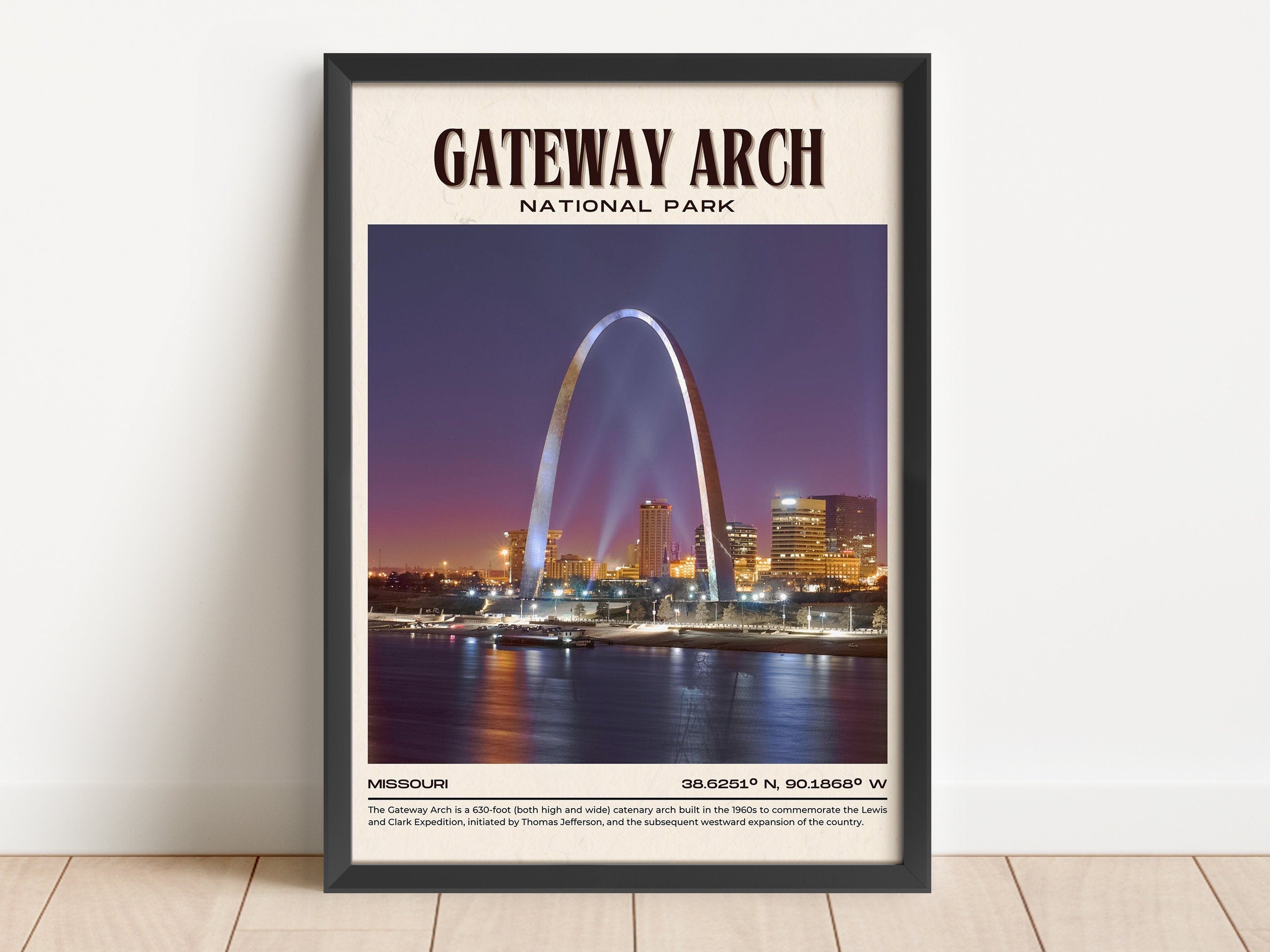 Gateway Arch National Park Vintage Wall Art, Gateway Arch Canvas ...