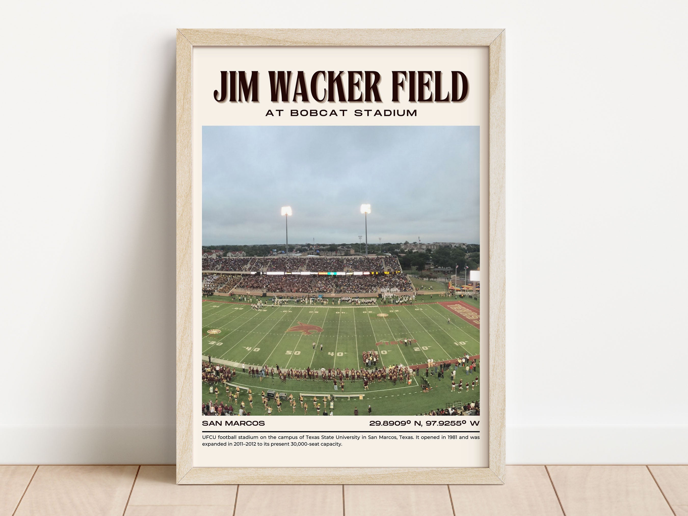 Jim Wacker,Field at,Bobcat Stadium,Wall Art,Stadium Canvas, Retro Art ...