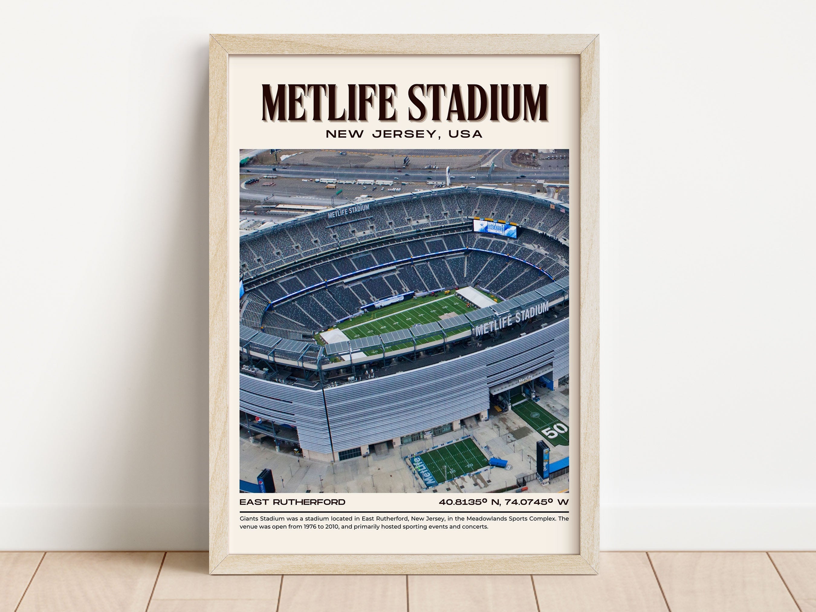 MetLife Stadium Retro Poster, New York Jets Poster Print, NFL Stadium ...