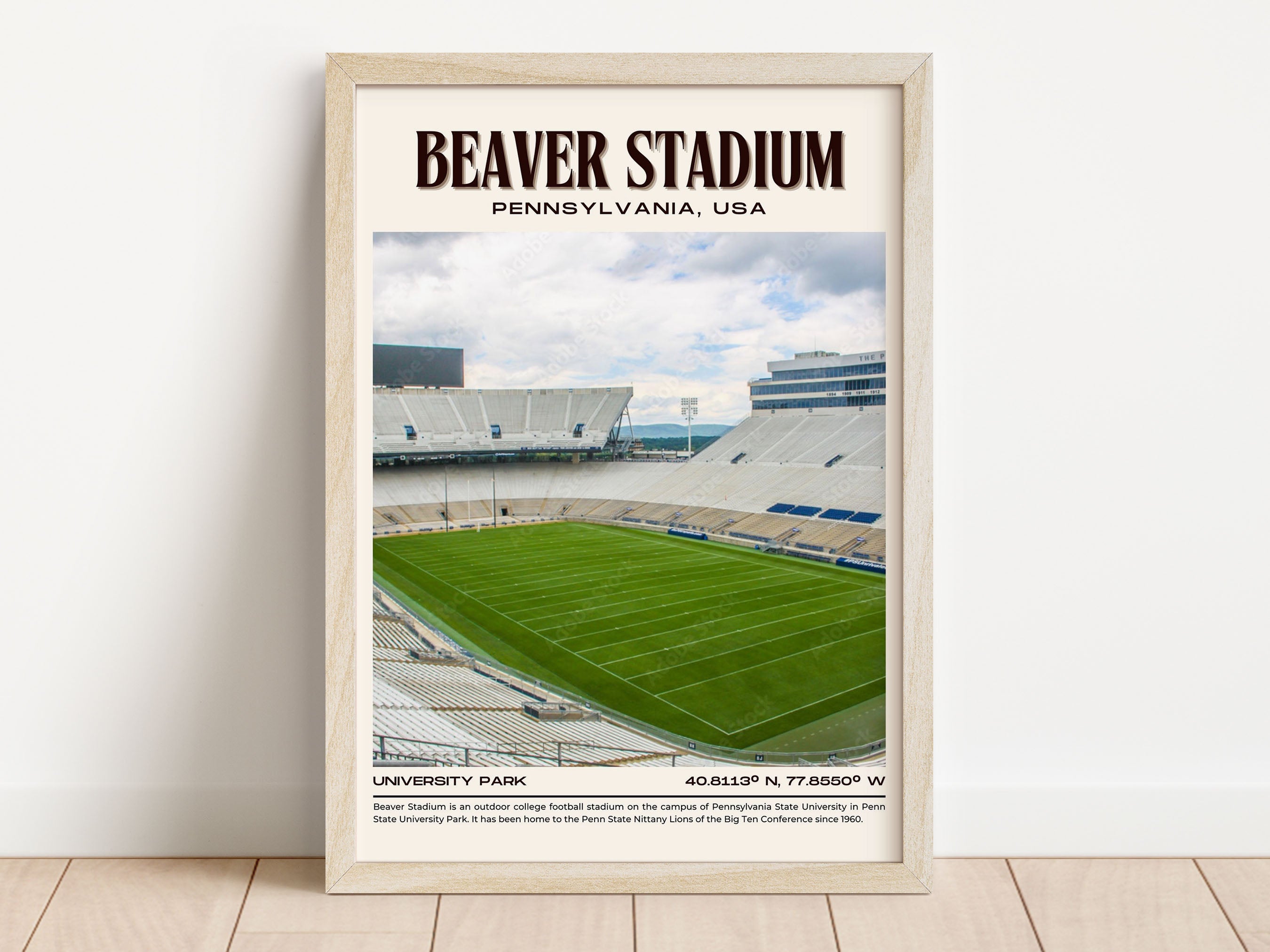 Beaver Stadium Football Penn State Stadium Retro Wall Art, Football – JOYIE