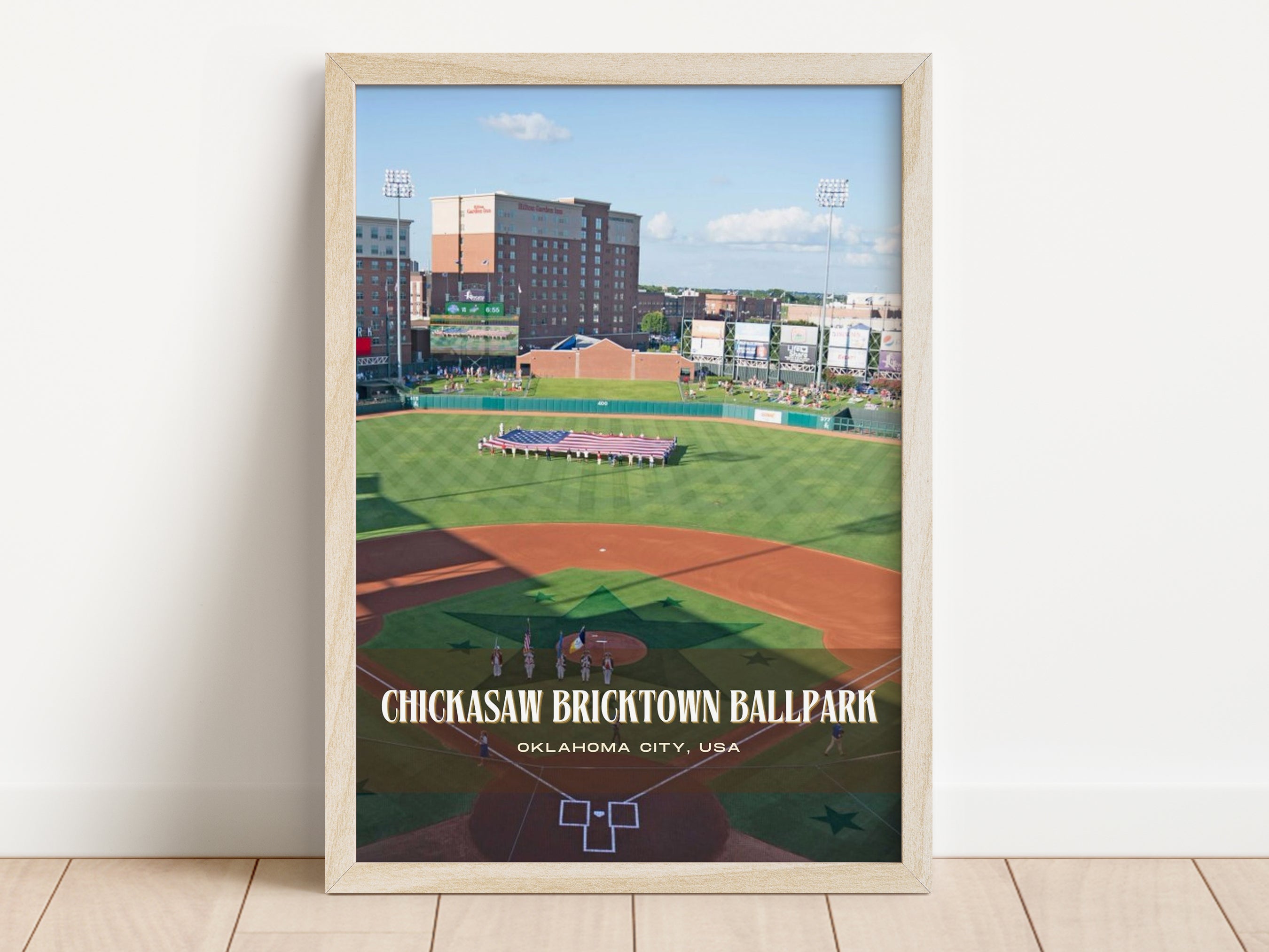 Chickasaw Bricktown Ballpark Art, Oklahoma Vintage Print, Baseball Art ...