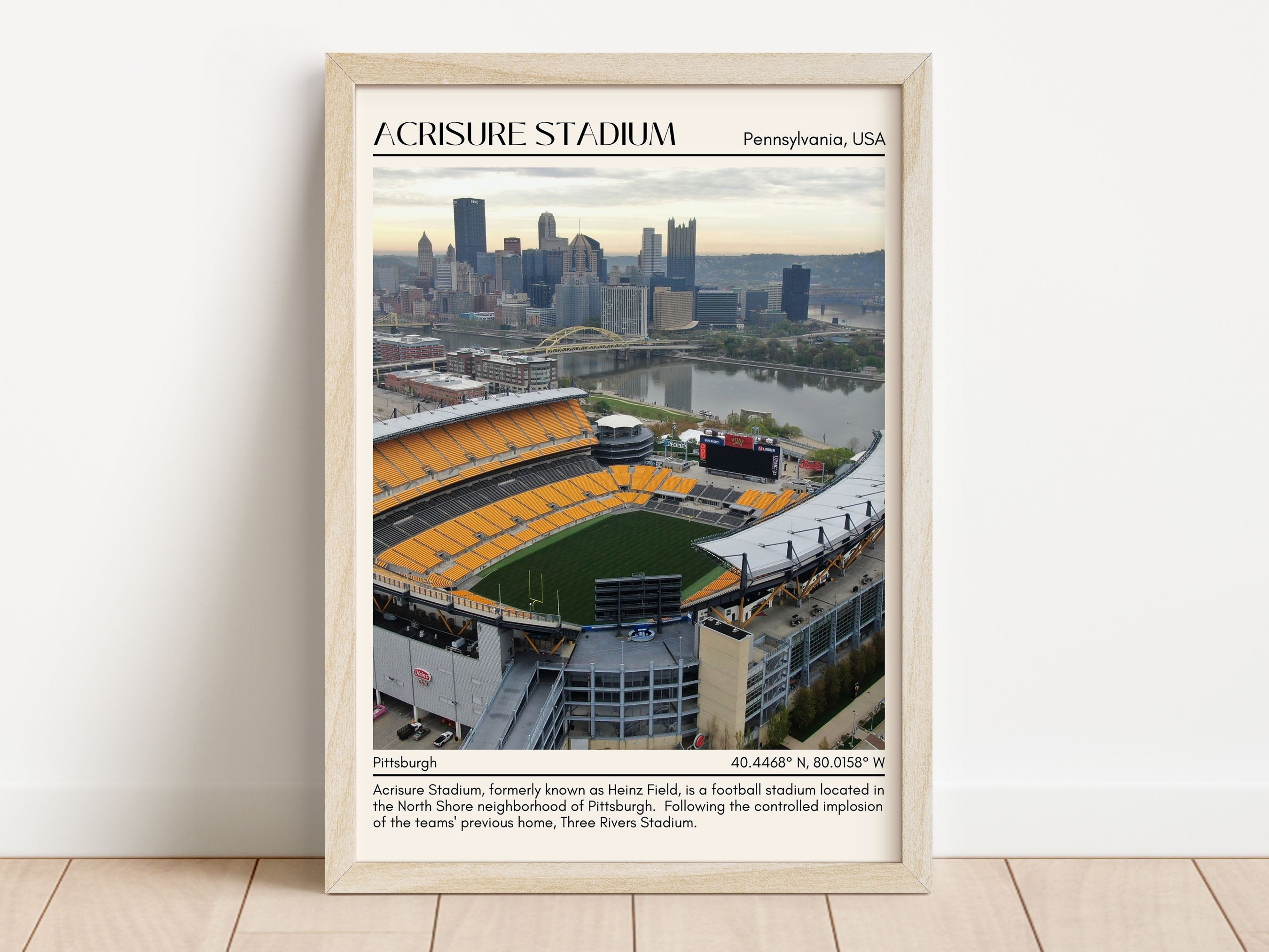 Acrisure Stadium Minimal Poster, Pittsburgh Steelers Poster Print, NFL ...