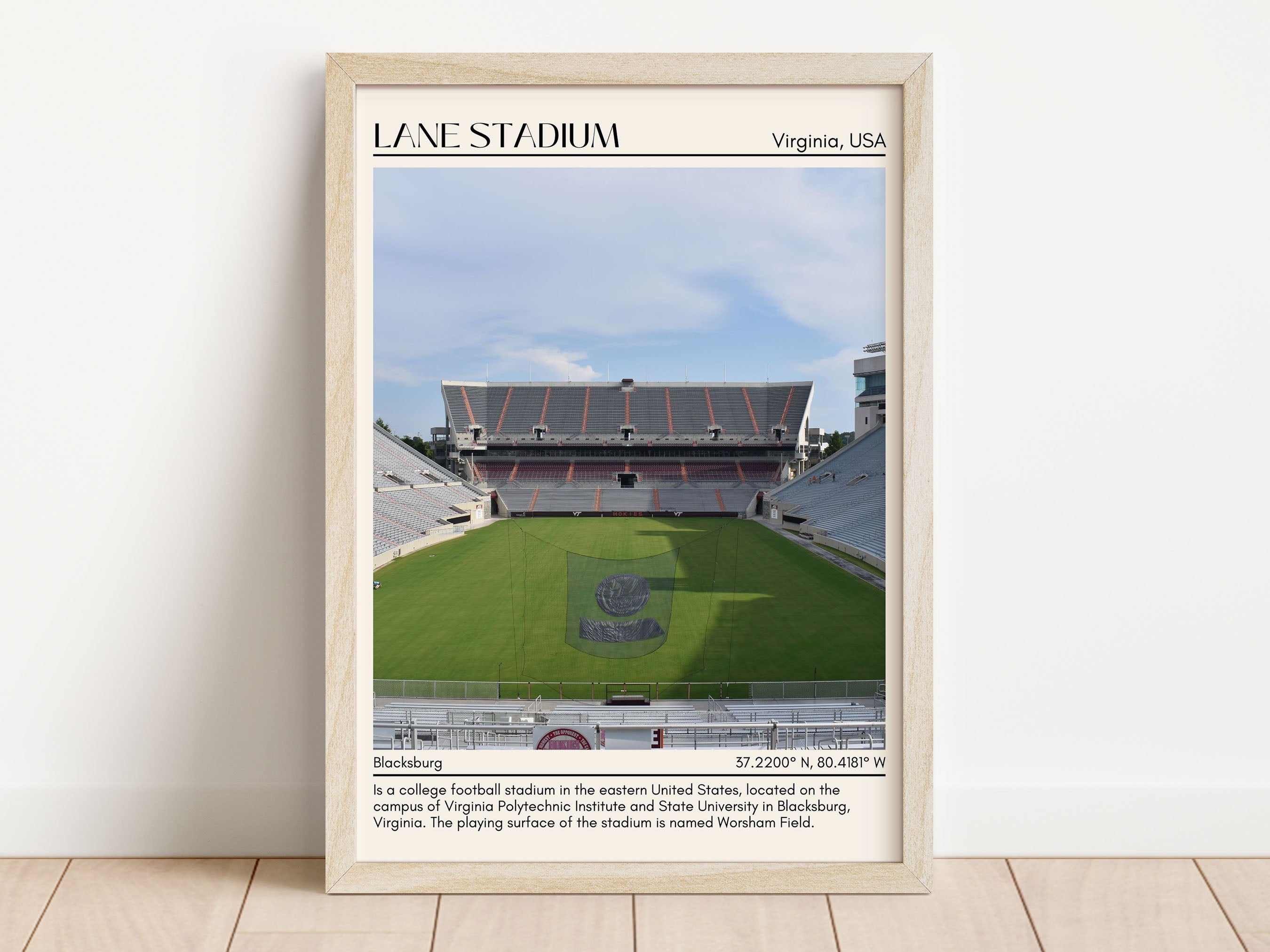 Lane Stadium, Virginia Tech Hokies, Blacksburg Stadium Minimal poster ...
