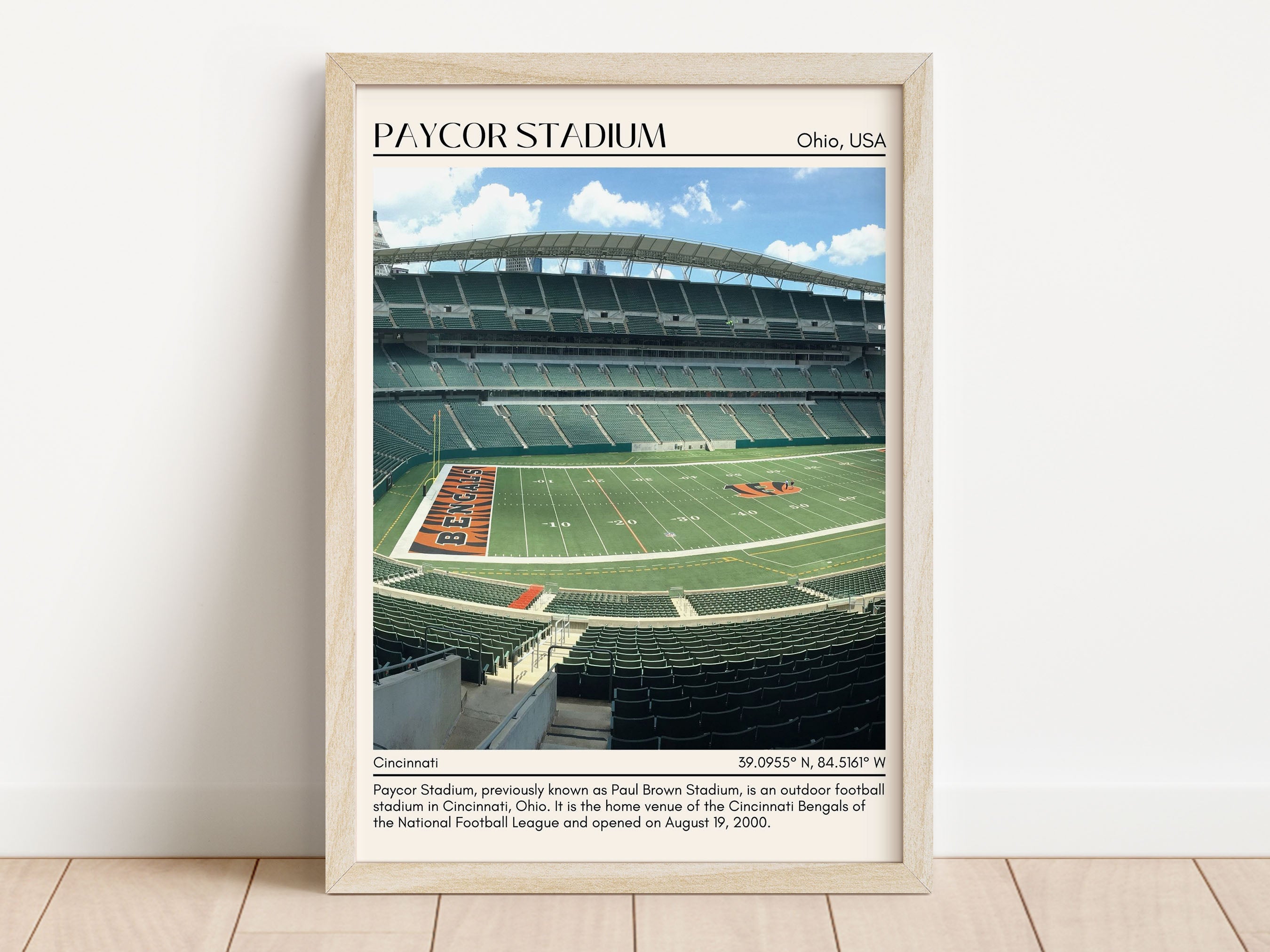 Paycor Stadium Print, Cincinnati Bengals Minimal Poster, NFL Art, NFL ...
