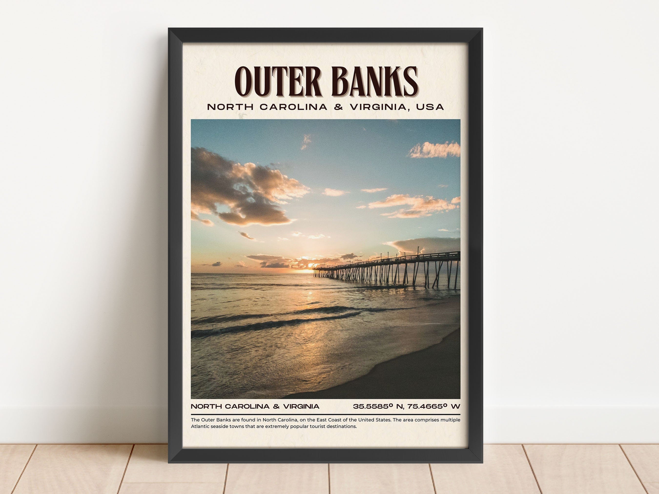 Outer Banks Vintage Wall Art, Outer Banks Canvas, Outer Banks Framed ...