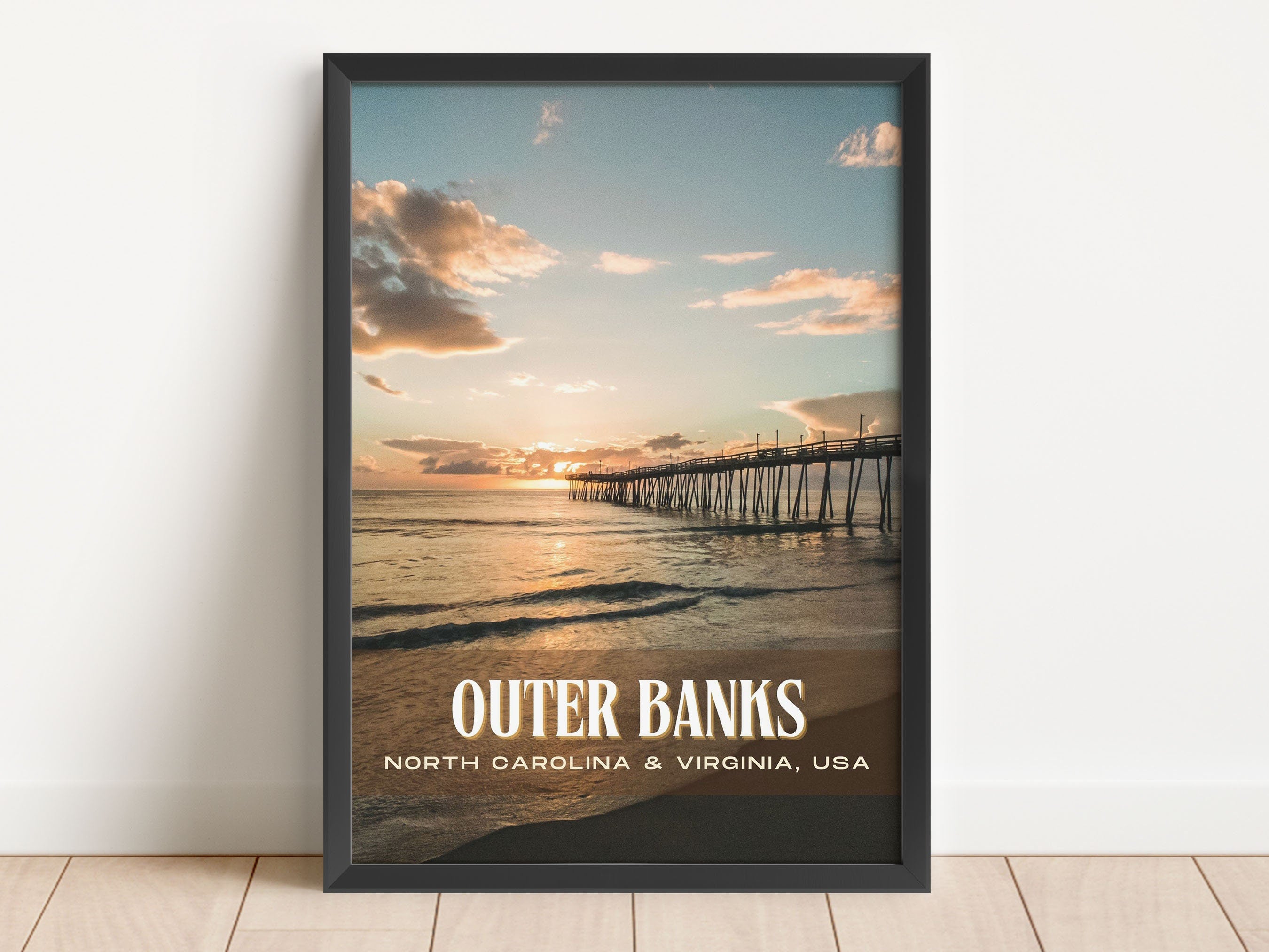 Outer Banks Retro Wall Art, Outer Banks Canvas, Outer Banks Framed ...
