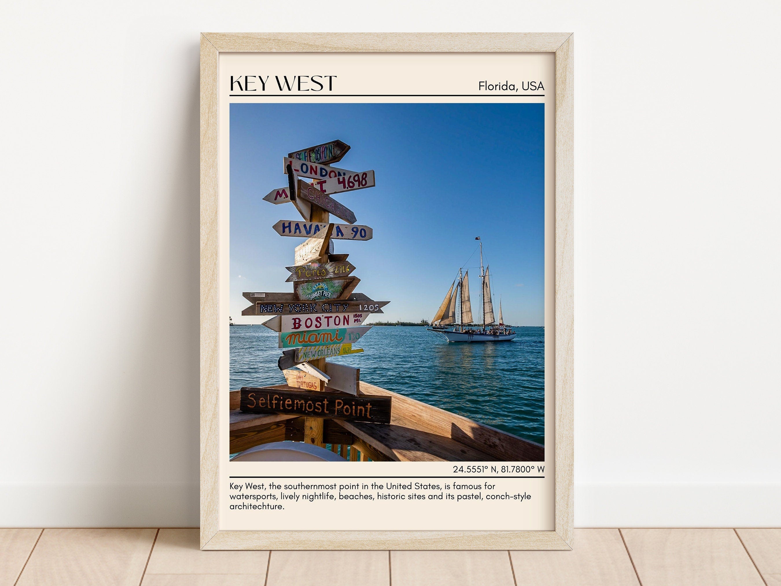 Key West Wall Canvas, Key West Framed Poster Wall Decor, Florida, USA ...