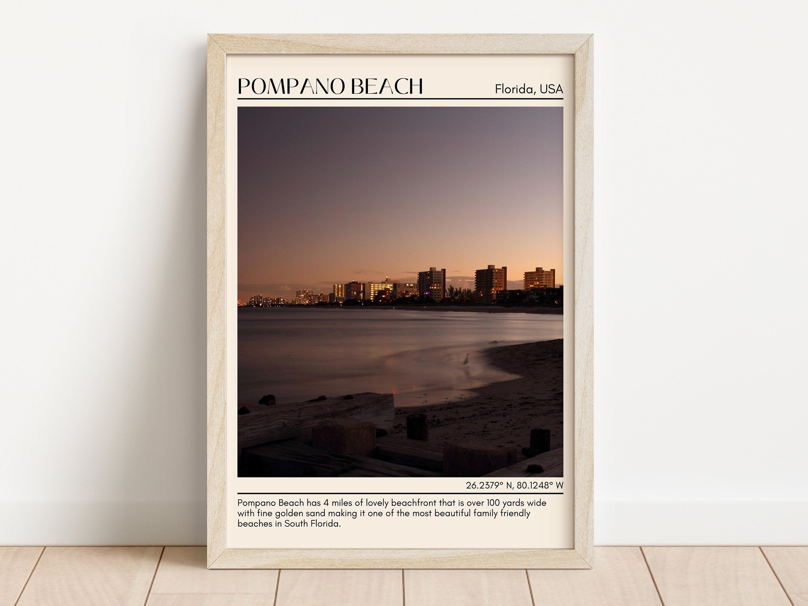 Pompano Beach Wall Canvas, Pompano Beach Framed Poster, Florida, USA ...
